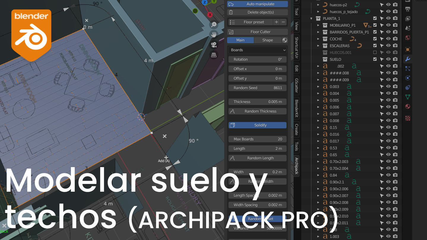 Añadir suelo y techo (Archipack pro) | La Academia de Zao3D